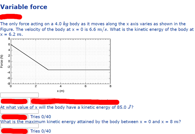 Solved Variable force The only force acting on a 4.0 kg body | Chegg.com
