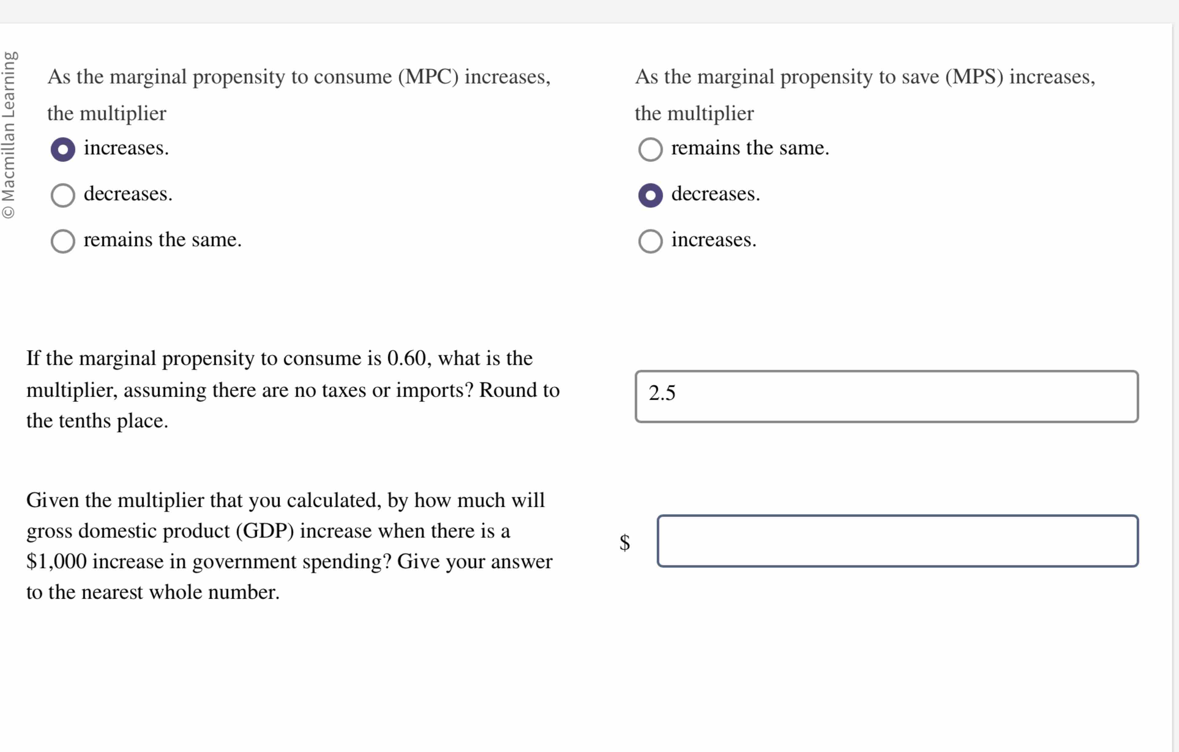 Solved As the marginal propensity to consume (MPC) | Chegg.com