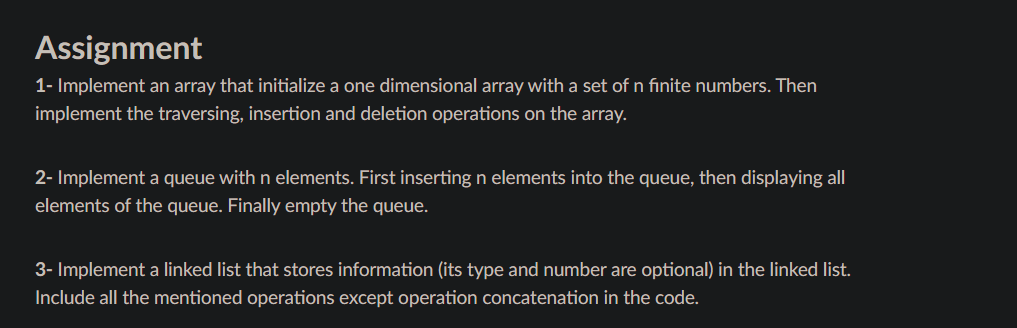 Solved Assignment 1- Implement an array that initialize a | Chegg.com Solved Assignment 1- Implement an array that initialize a | Chegg.com