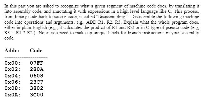 Solved The following instruction set is supported by a | Chegg.com