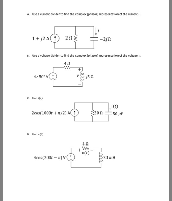 Solved A. Use a current divider to find the complex (phasor) | Chegg.com