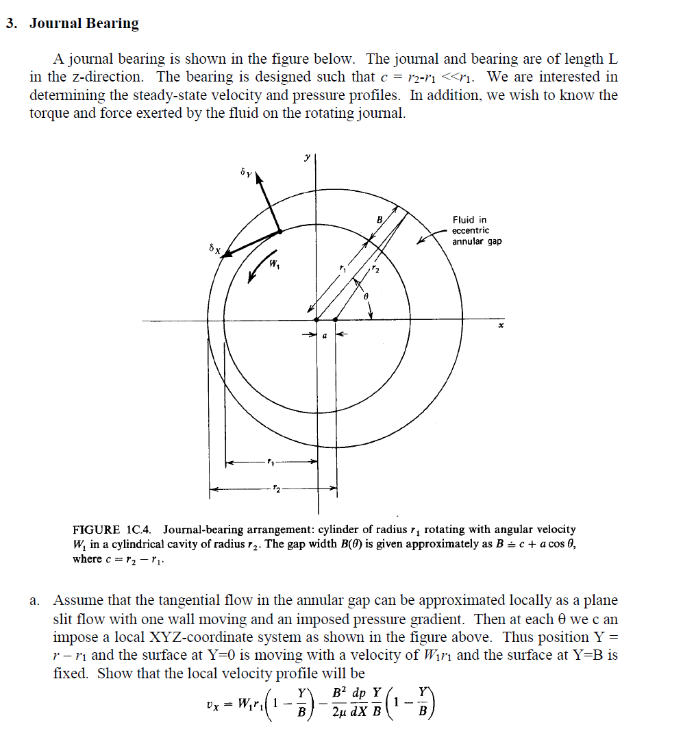3. Journal Bearing A journal bearing is shown in the | Chegg.com