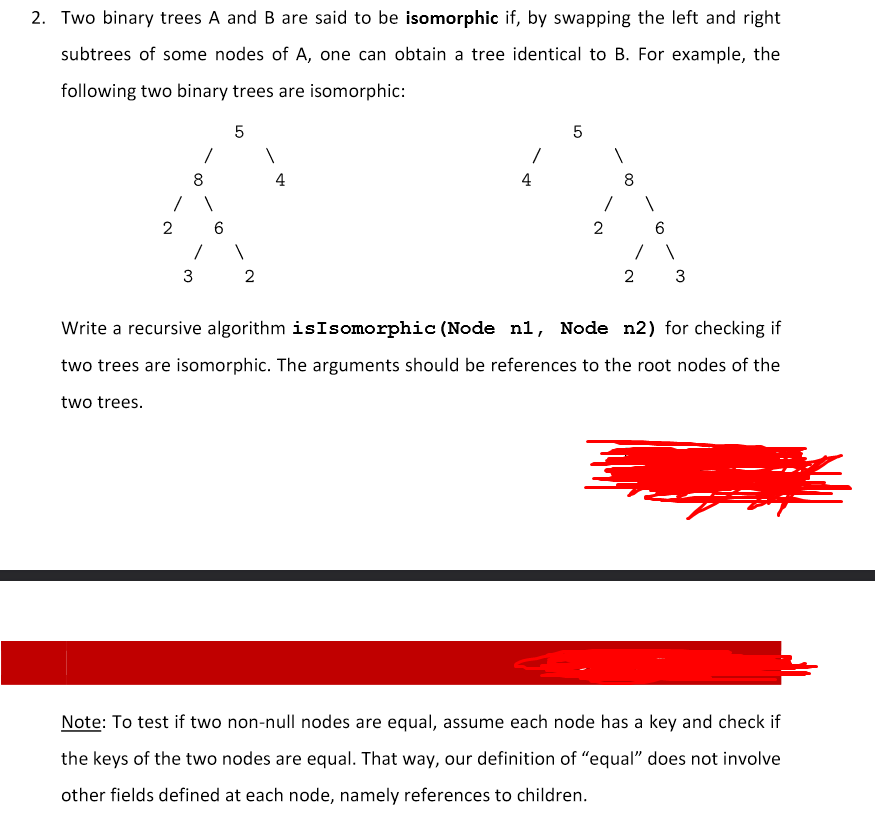 Solved 2 Two Binary Trees A And B Are Said To Be Isomorphic 