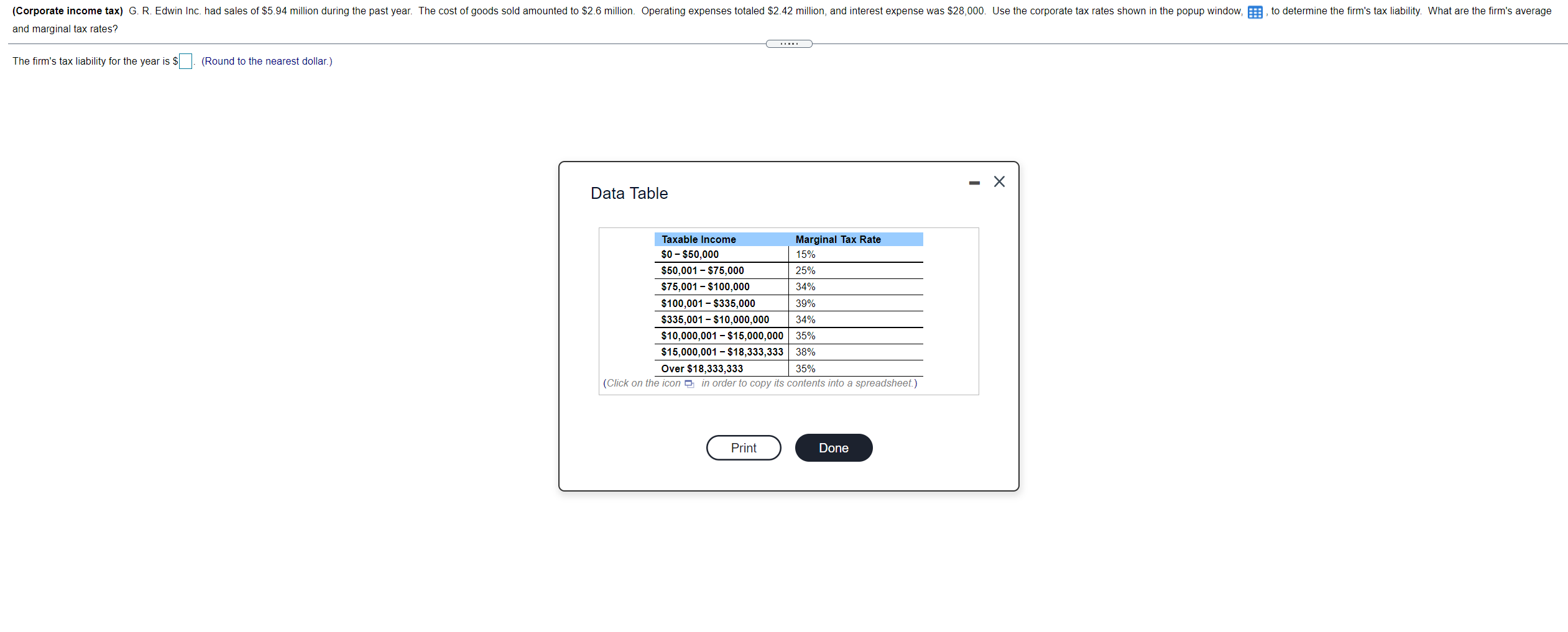 Solved to determine the firm's tax liability. What are the | Chegg.com