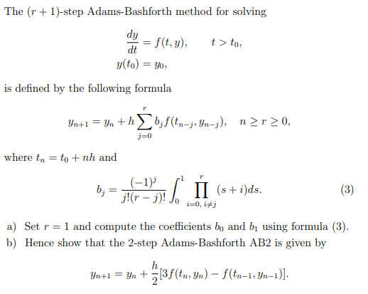 Solved The (r + 1)-step Adams-Bashforth method for solving | Chegg.com