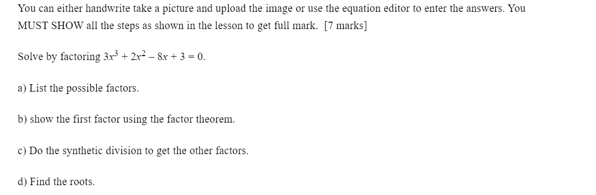 Solved You can either handwrite take a picture and upload | Chegg.com