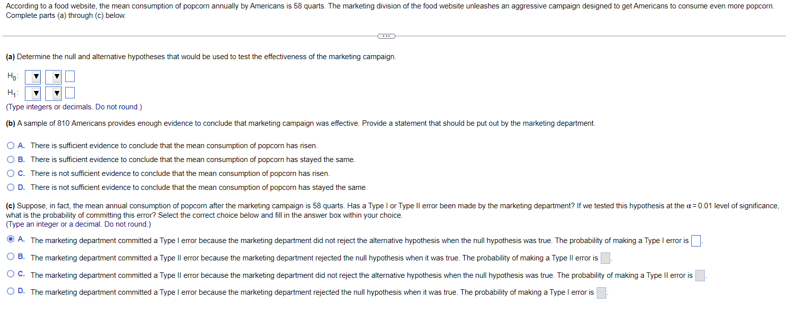 Solved (a) Determine the null and alternative hypotheses | Chegg.com