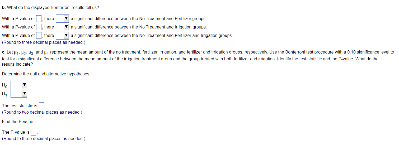 shown are partial results from using the Bonferroni | Chegg.com
