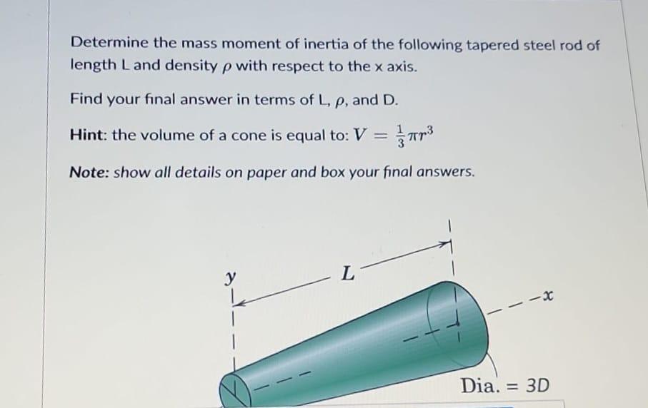 Solved Determine the mass moment of inertia of the following | Chegg.com