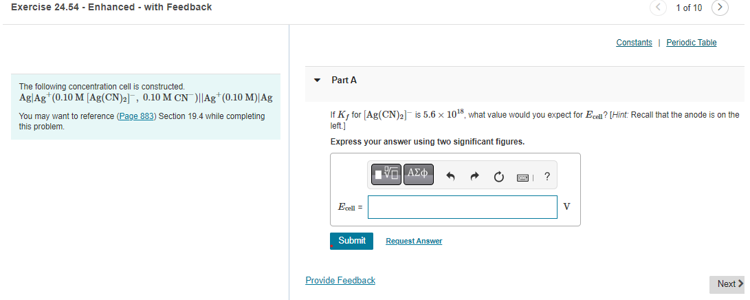 Solved Exercise 24.54 - Enhanced - with Feedback 1 of 10 The | Chegg.com