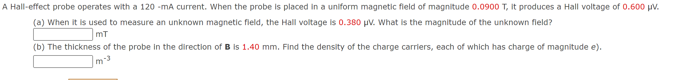Solved A Hall Effect Probe Operates With A 120−ma Current 2037