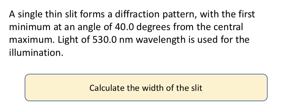Solved A single thin slit forms a diffraction pattern, with | Chegg.com