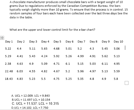 Solved A chocolate manufacturer produces small chocolate | Chegg.com
