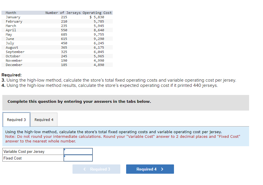 Solved Required: 3. Using the high-low method, calculate the | Chegg.com