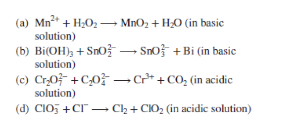 Solved (a) Mn2++H2O2 MnO2+H2O (in basic solution) (b) | Chegg.com
