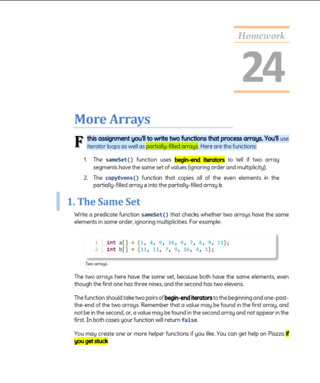 Solved Homework 24 More Arrays F F this assignment you'll to | Chegg.com
