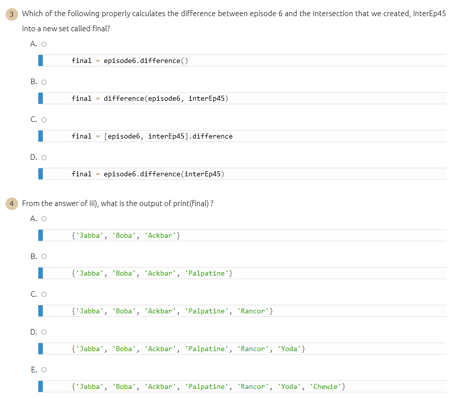 Solved The following code segment contains 3 sets listing | Chegg.com