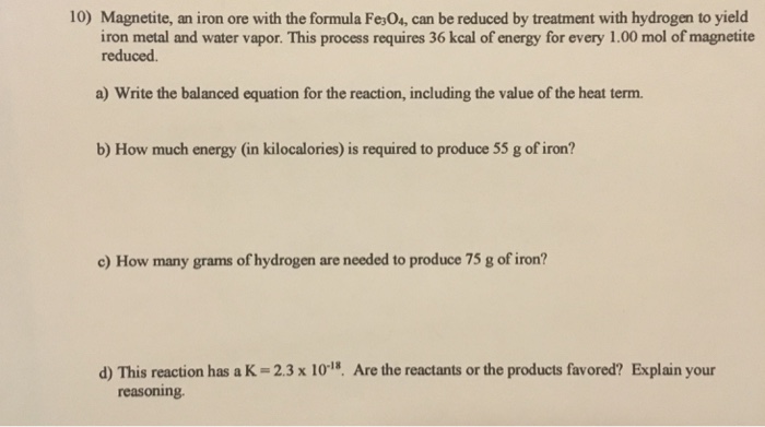 Solved Magnetite, an iron ore with the formula Fe_3O_4, can | Chegg.com