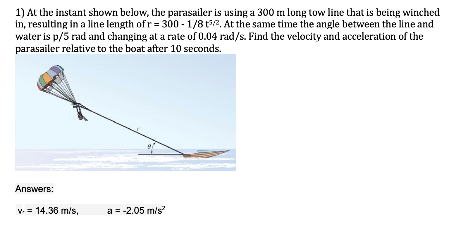 Solved 1) At the instant shown below, the parasailer is | Chegg.com