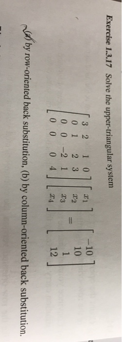 Solved Exercise 1.3.17 Solve the upper-triangular system | Chegg.com