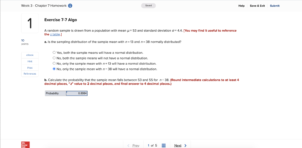 Solved Week 3 - Chapter 7 Homework Saved Help Save & Exit | Chegg.com