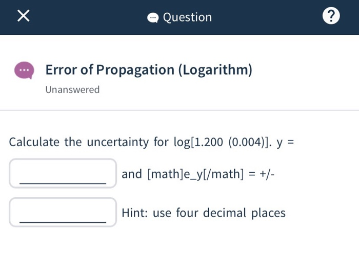 Solved ? Question Error of Propagation (Multiplication and | Chegg.com
