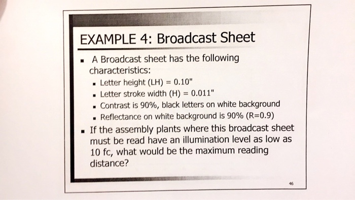 Solved Broadcast Sheet A Broadcast sheet has the following | Chegg.com