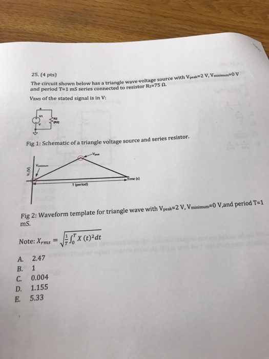 Solved The circuit shown below has a triangle wave voltage | Chegg.com