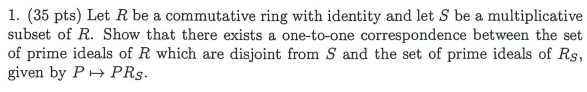 Solved 1. (35 pts) Let R be a commutative ring with identity | Chegg.com