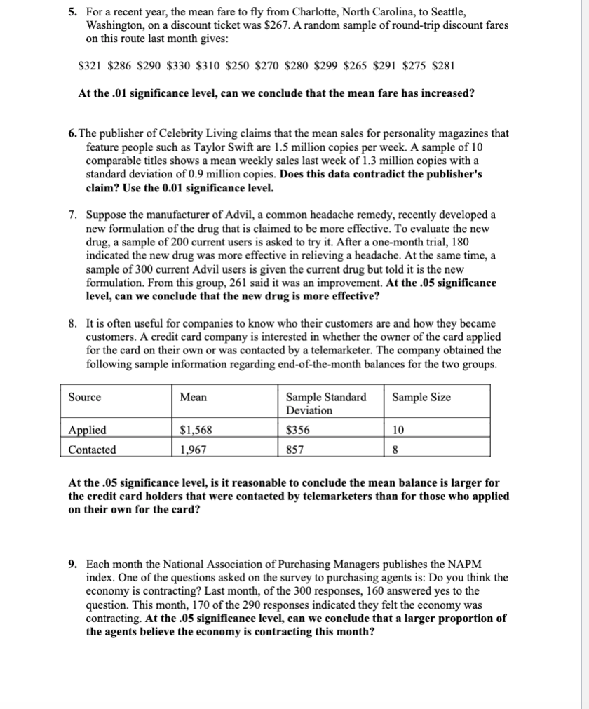 Solved 6 ﻿step hypothesis step process (Questions 5-9) | Chegg.com