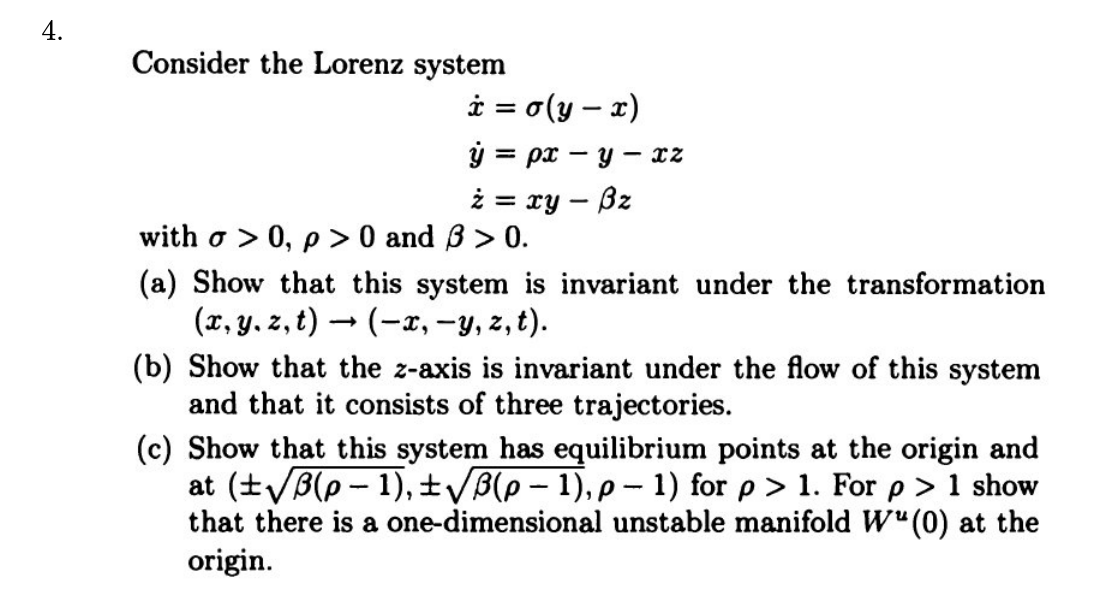Solved Consider the Lorenz system | Chegg.com
