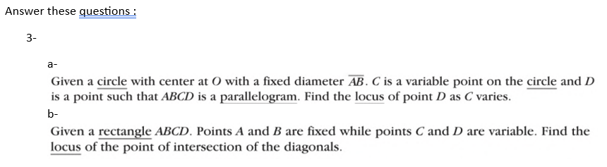 Solved Answer these questions:3-a-Given a circle with center | Chegg.com