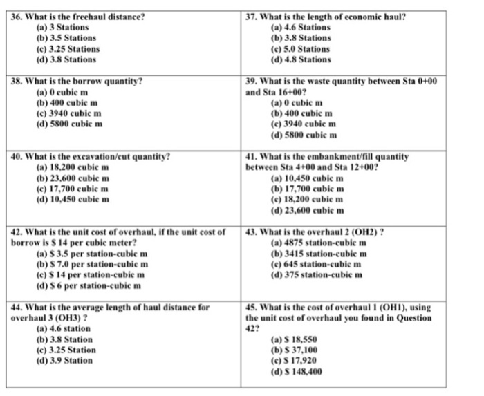 Solved 37. What is the length of economic haul 36. What is | Chegg.com