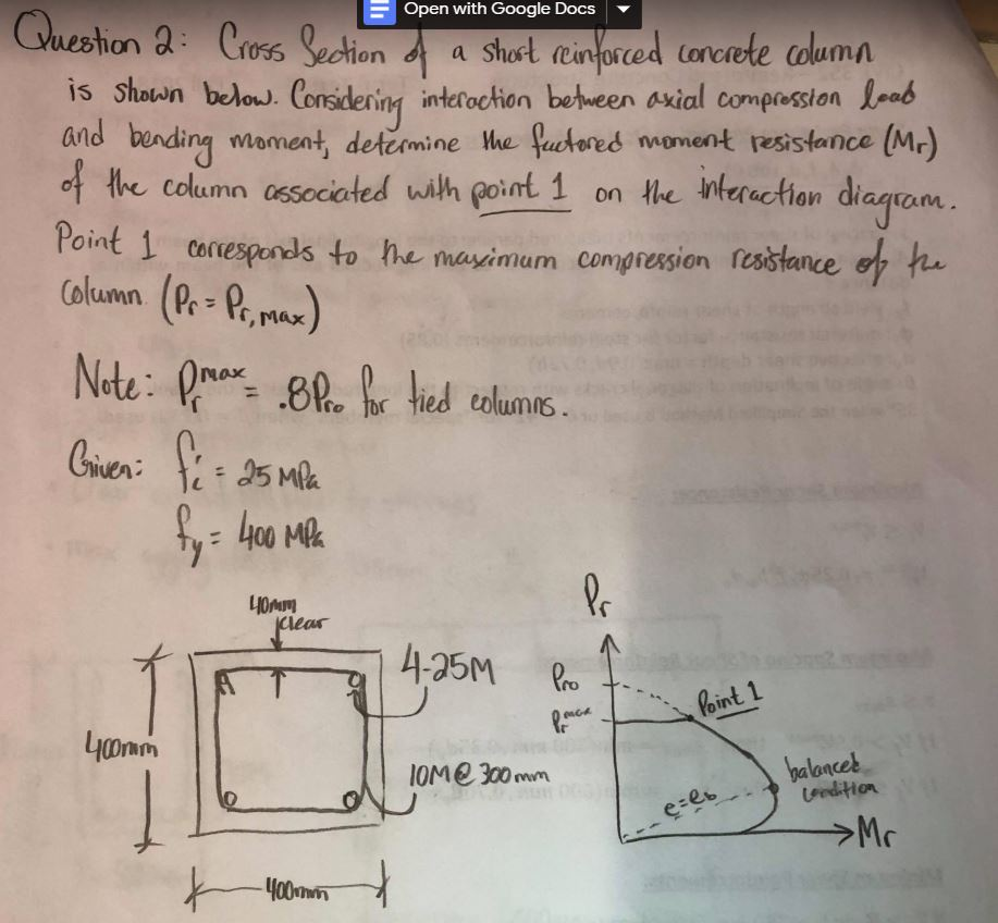 Determine the factored moment resistance (Mr) of the | Chegg.com