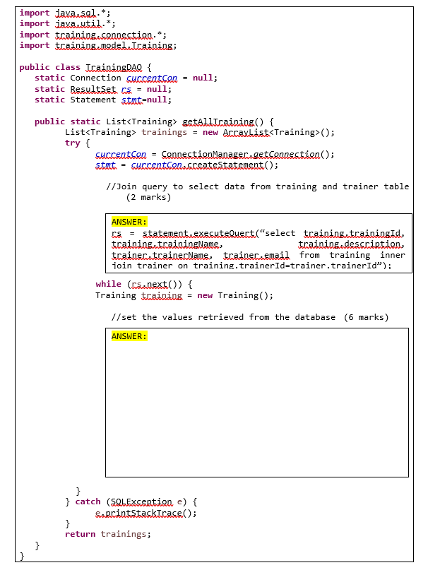 Subject : Enterprise Programming Language : JAVA Fill | Chegg.com