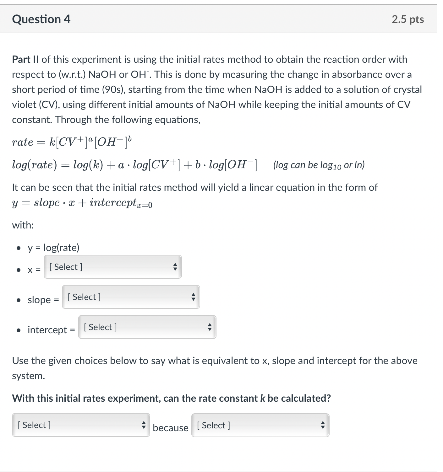 Solved Question 4Part II of this experiment is using the | Chegg.com