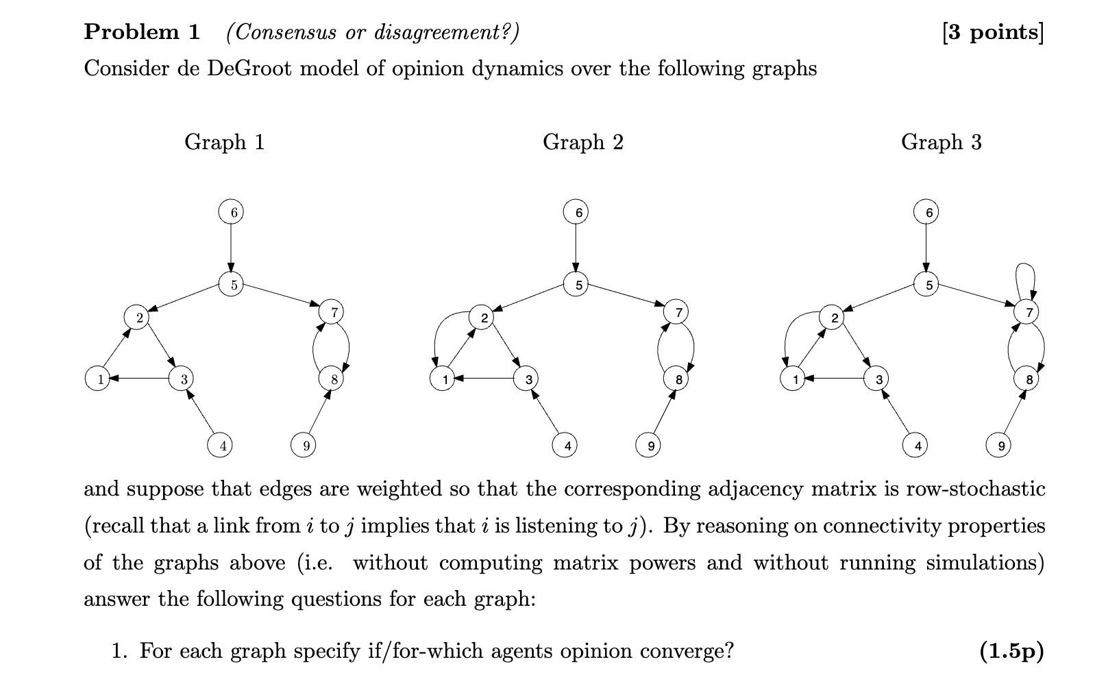 Problem 1 (Consensus or disagreement?) [3 points] | Chegg.com