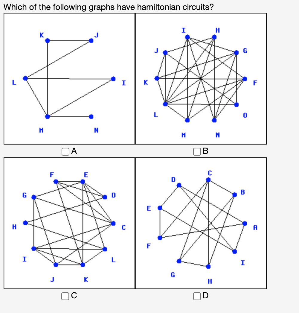 Solved Which of the following graphs have hamiltonian | Chegg.com