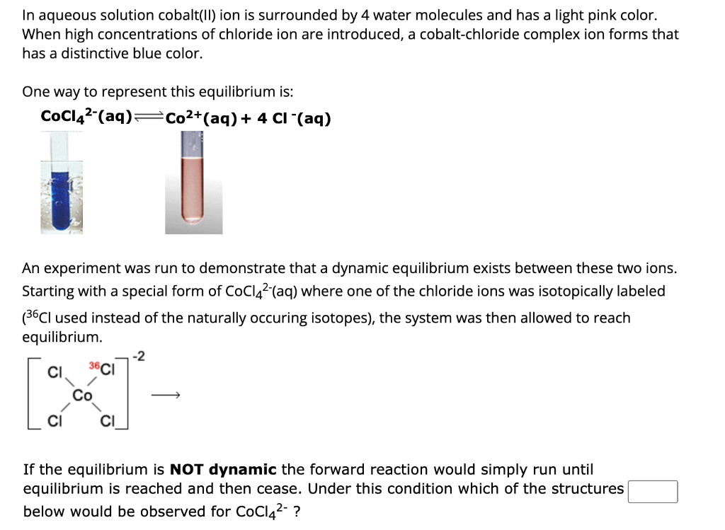 In aqueous solution cobalt(II) ion is surrounded by 4 | Chegg.com