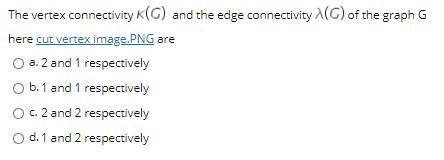 Solved The vertex connectivity (G) and the edge connectivity | Chegg.com