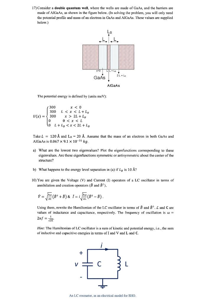 Solved 17) Consider a double quantum well, where the wells | Chegg.com