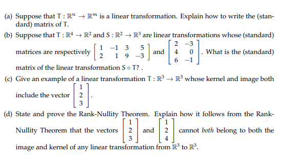 Solved (a) ﻿Suppose that T:Rn→Rm ﻿is a linear | Chegg.com