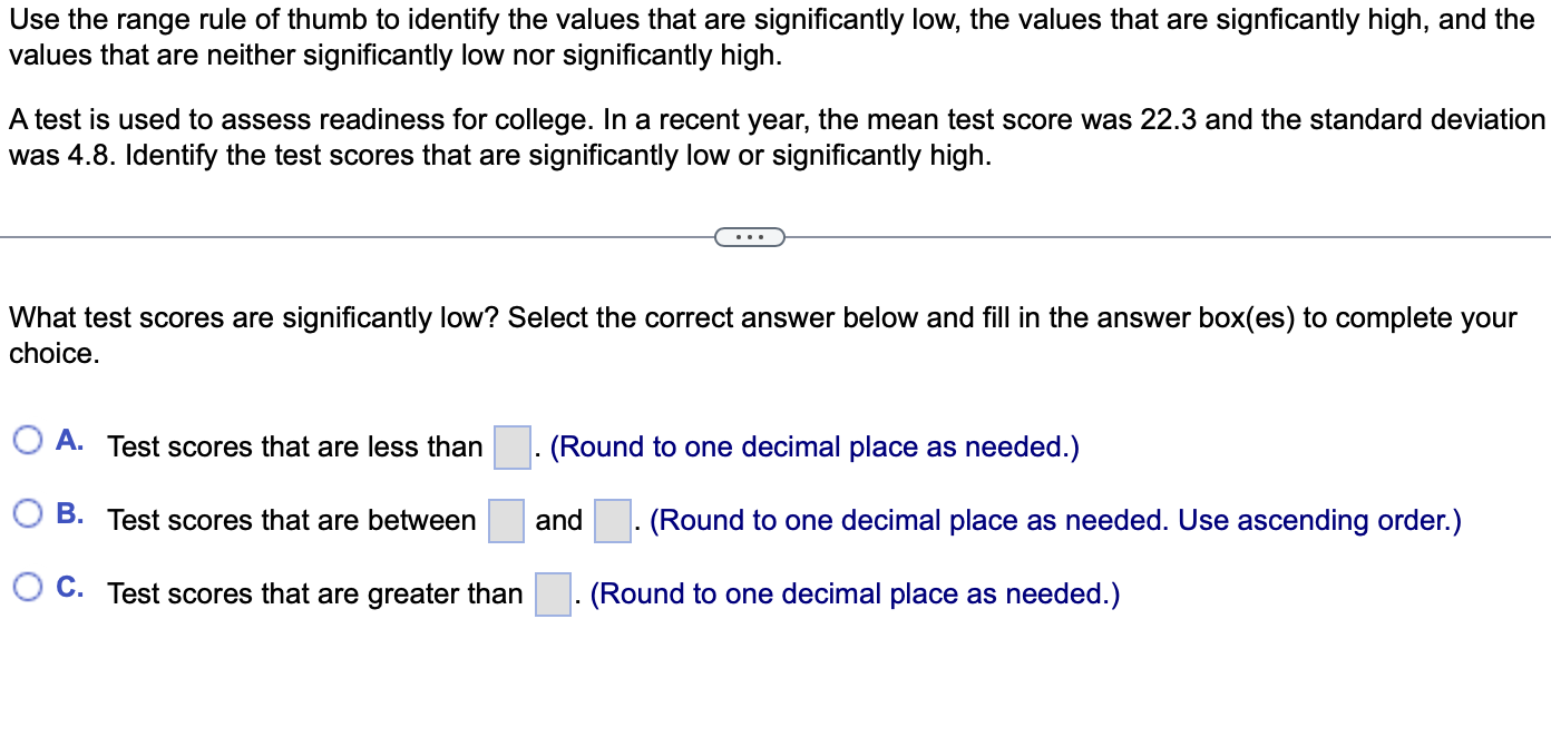 Solved Use the range rule of thumb to identify the values | Chegg.com
