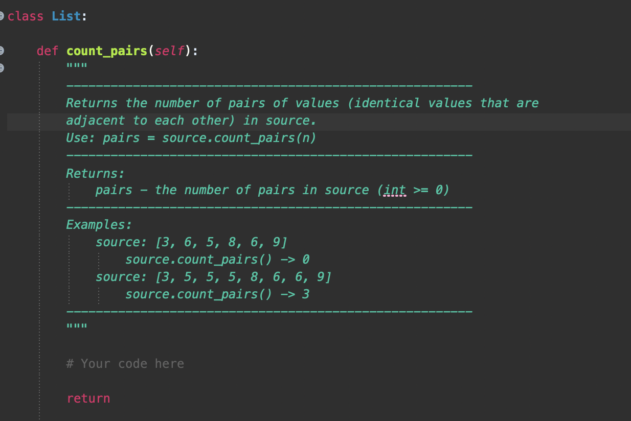 Solved class List: def count_pairs (self): แu Returns the | Chegg.com