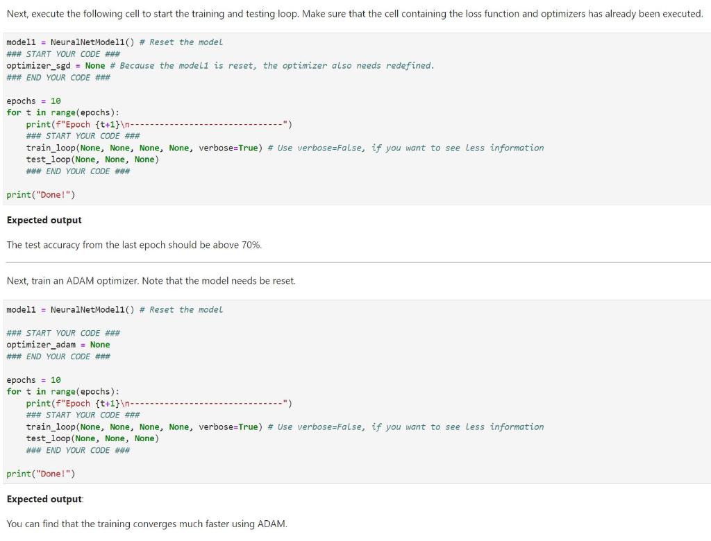 Solved Implement the code for training the model in train(). | Chegg.com Solved Implement the code for training the model in train(). | Chegg.com