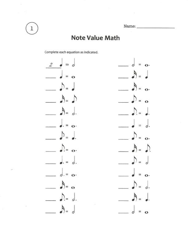 Solved 1 Name: Note Value Math Complete each equation as | Chegg.com