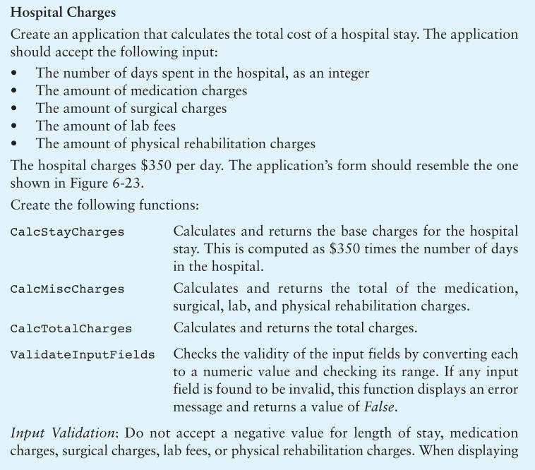 Solved Hospital Charges Create an application that | Chegg.com