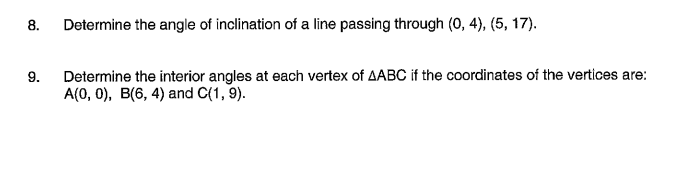 Solved 8. Determine the angle of inclination of a line | Chegg.com