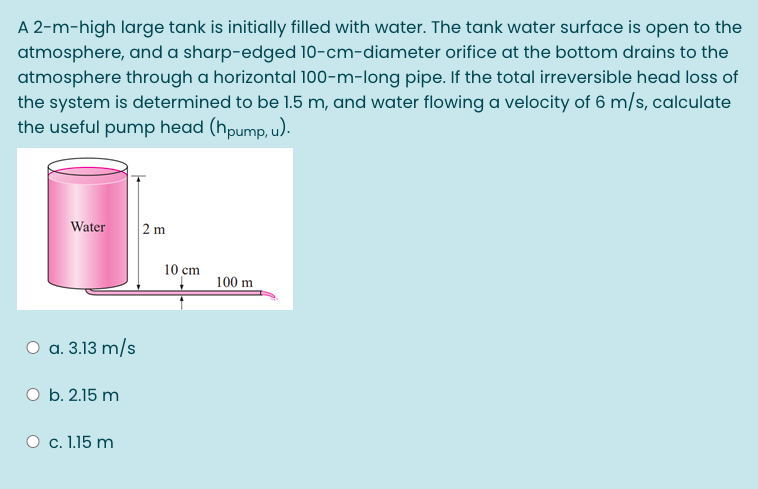 Solved A 2-m-high large tank is initially filled with water. | Chegg.com