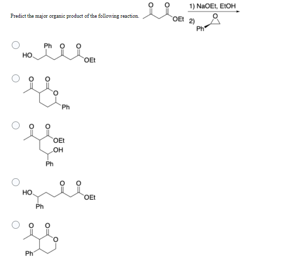 Solved o 1) NaOEt, EtOH Predict the major organic product of | Chegg.com